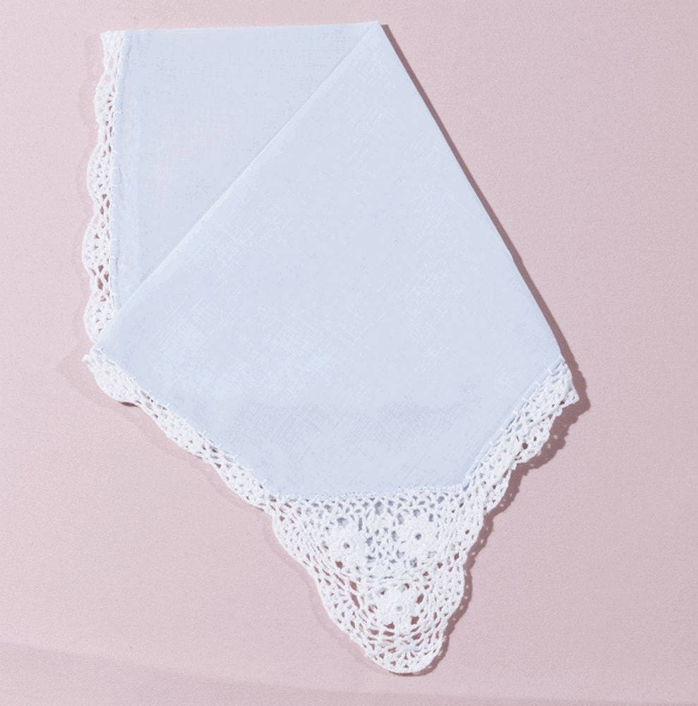 LACE CORNER HANDKERCHIEF Pink Blue White Baby Girl or | Etsy