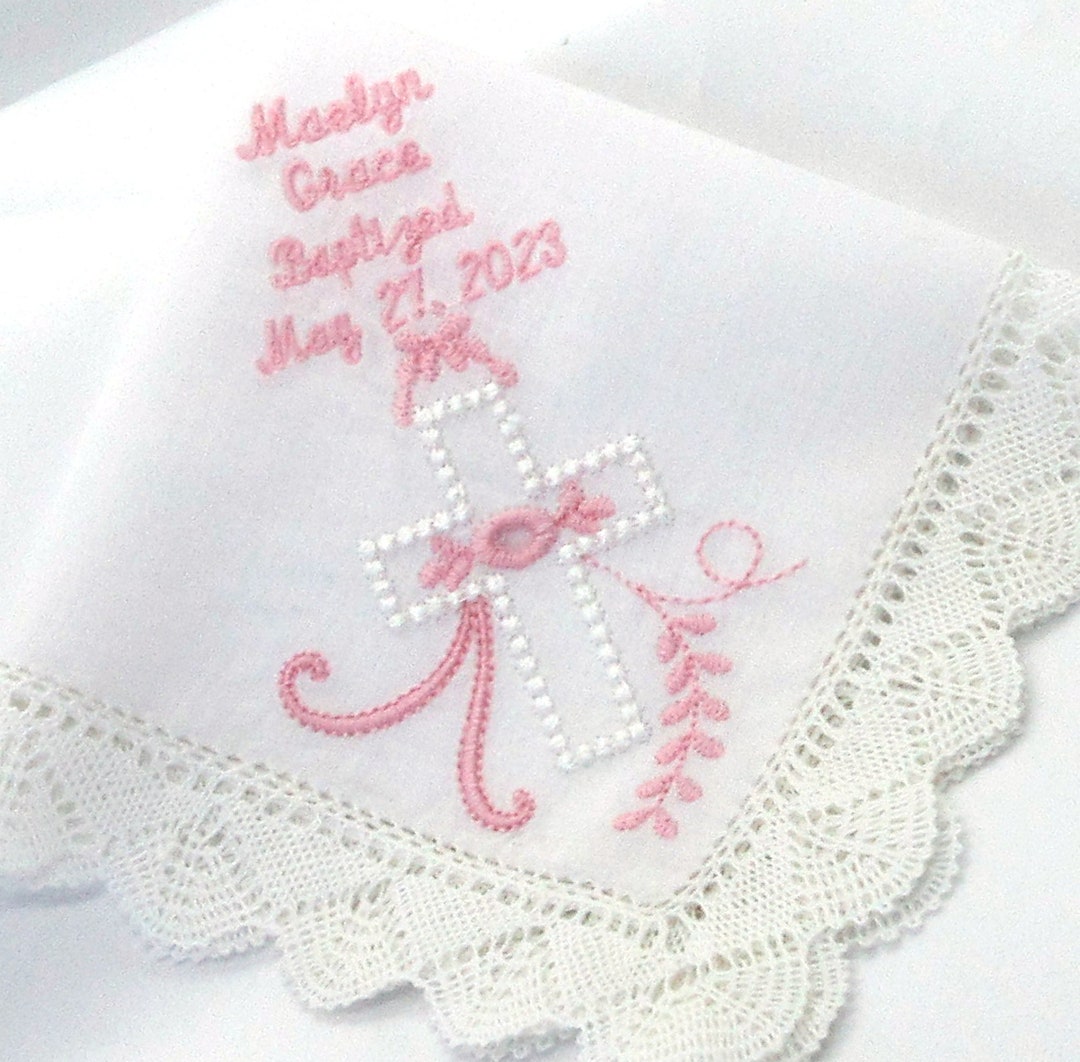 BAPTISM HANDKERCHIEF Christening Confirmation Personalized - Etsy