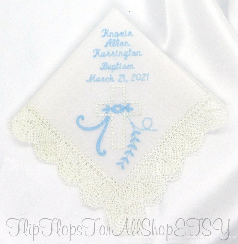 BAPTISM HANDKERCHIEF Christening Confirmation Personalized | Etsy