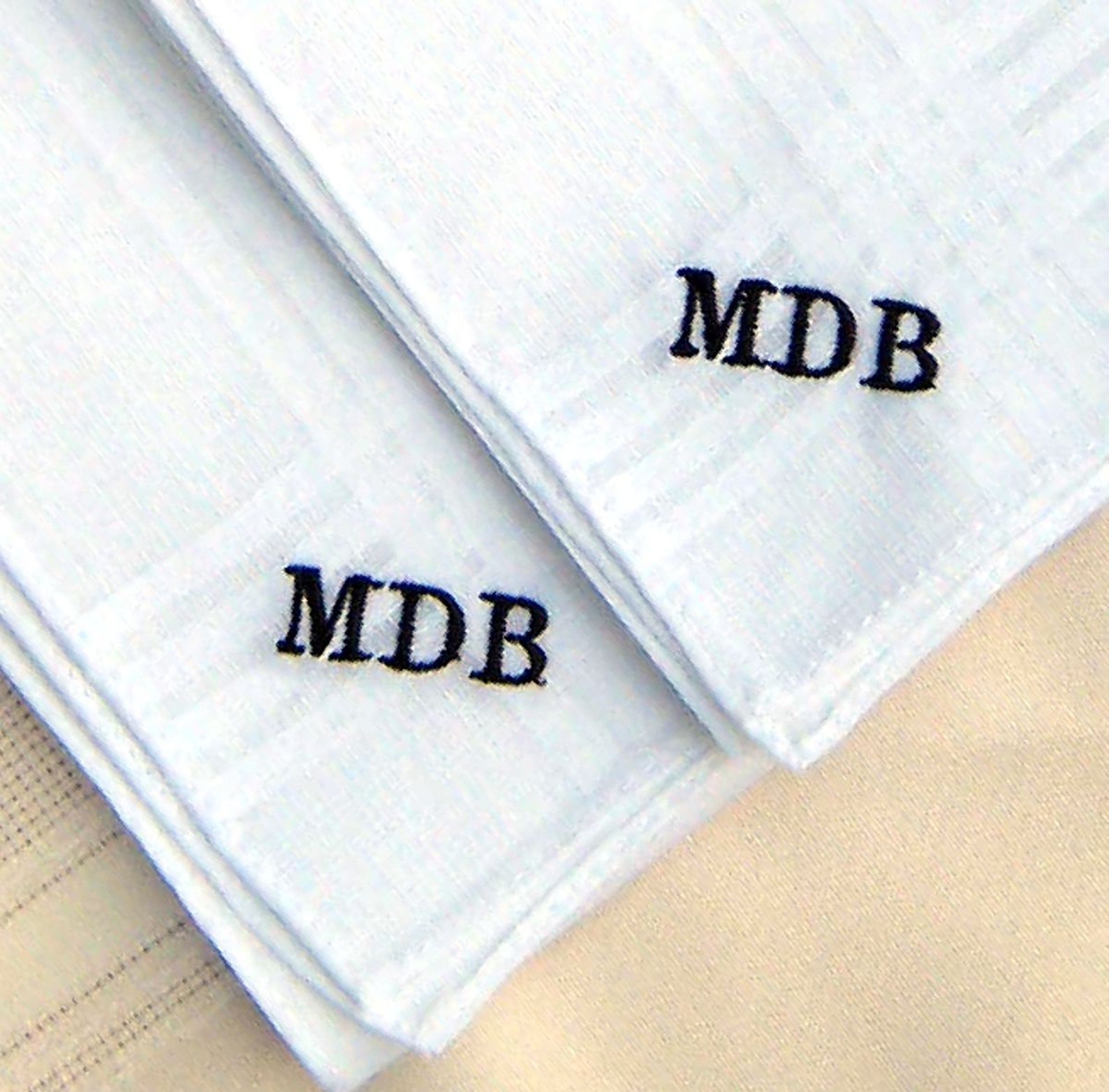 MEN’S HANDKERCHIEF, CLASSIC Stripe Design, White, Everyday Use, Poly ...