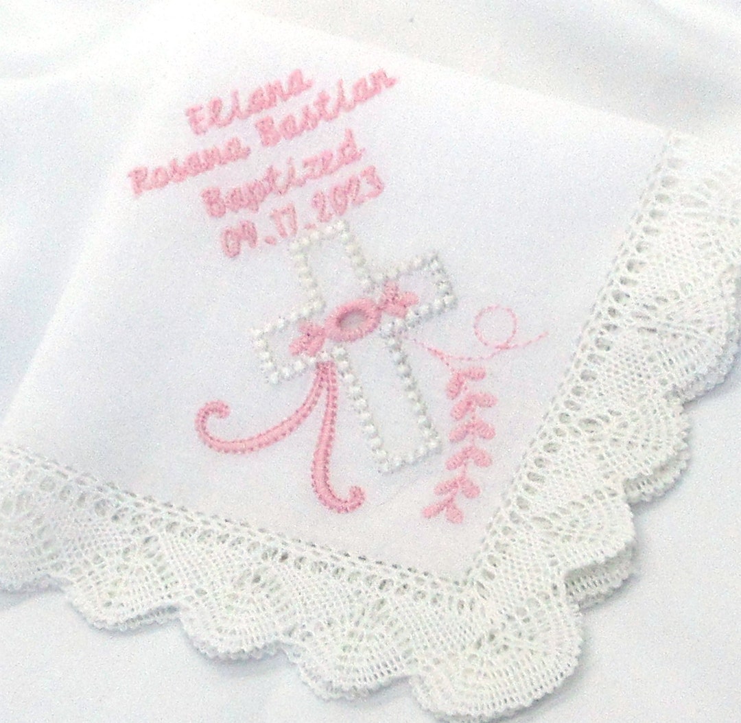 BAPTISM HANDKERCHIEF Christening Confirmation Personalized - Etsy