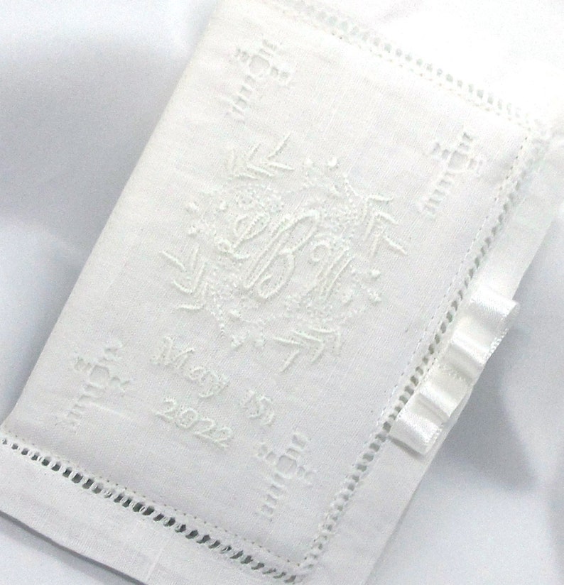 NAME OR MONOGRAMMED Linen Bible Cover Hemstitched Baby - Etsy