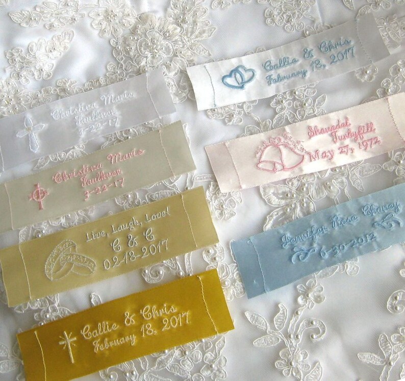 PERSONALIZED WEDDING DRESS Label, Custom Emboidered, Your Name ...