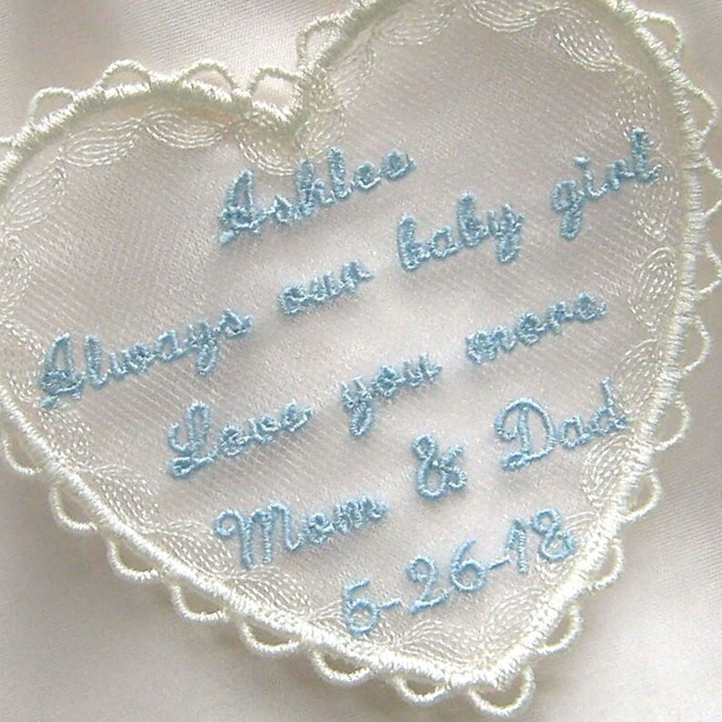 NETTING WEDDING Label Heart Shape Embroidered Choice of - Etsy