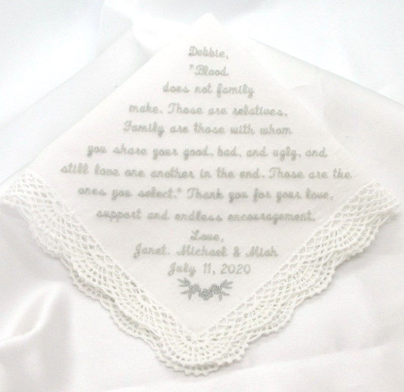 WEDDING HANDKERCHIEF With a Personal Message Mother of the | Etsy