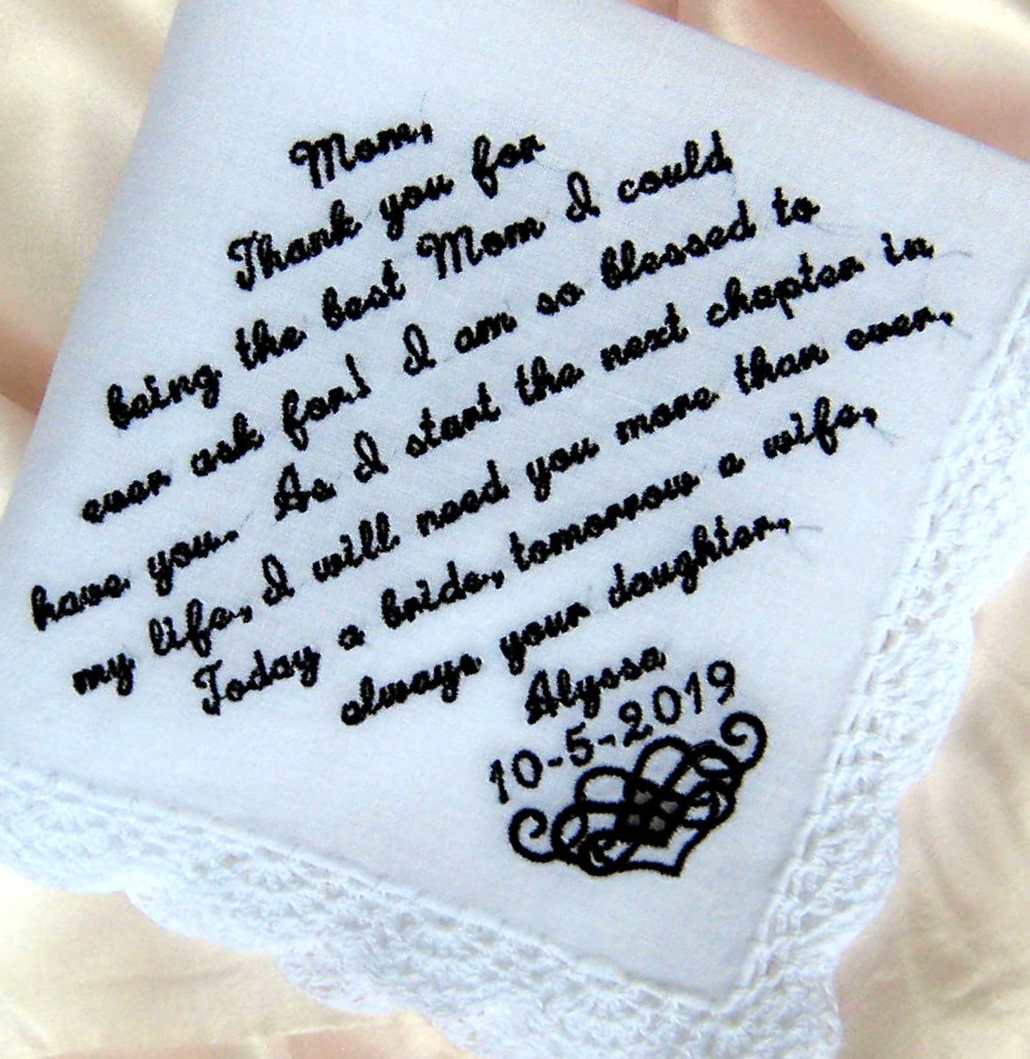 LACE WEDDING HANDKERCHIEF With a Personal Message Rolled | Etsy