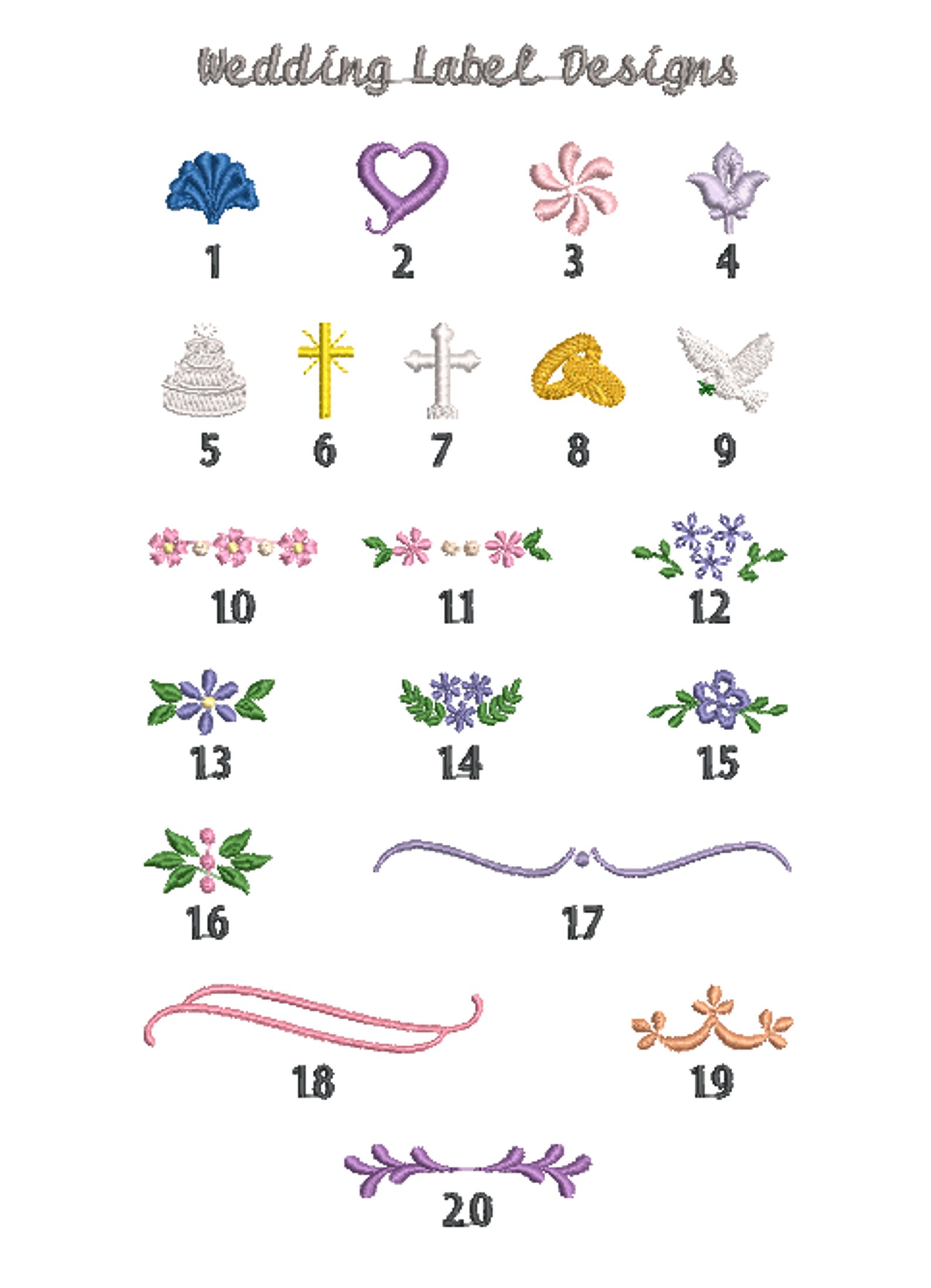 MEDIUM EMBROIDERY WEDDING Dress Label, 3x5”, Double Face Satin ...