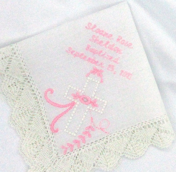 BAPTISM HANDKERCHIEF Christening Confirmation Personalized | Etsy