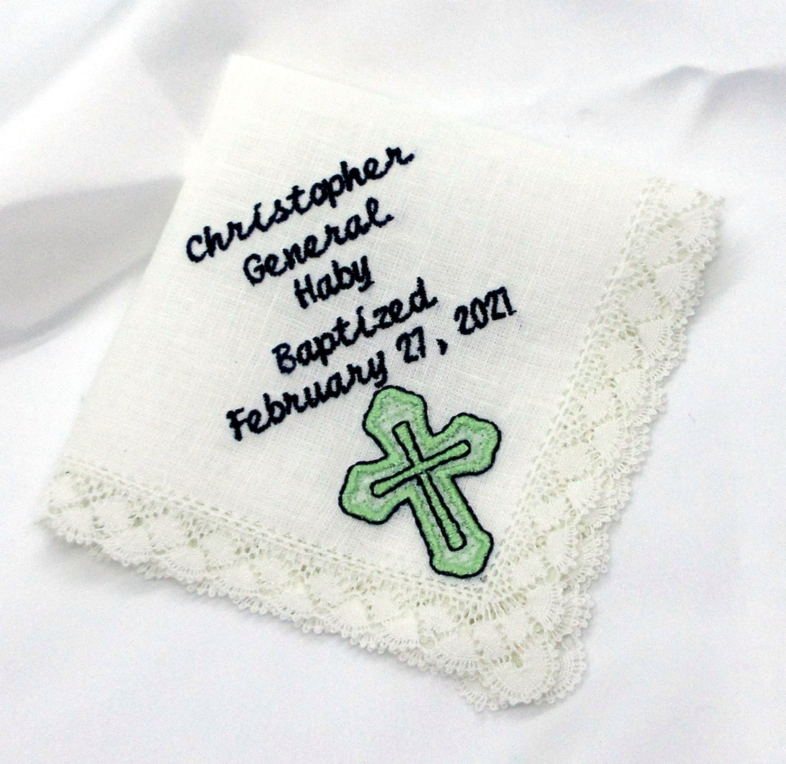 LINEN BAPTISM HANDKERCHIEF Christening Confirmation | Etsy