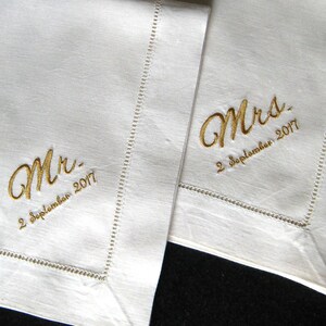 MONOGRAMMED DINNER NAPKINS, Bride & Groom, Linen/cotton Blend ...