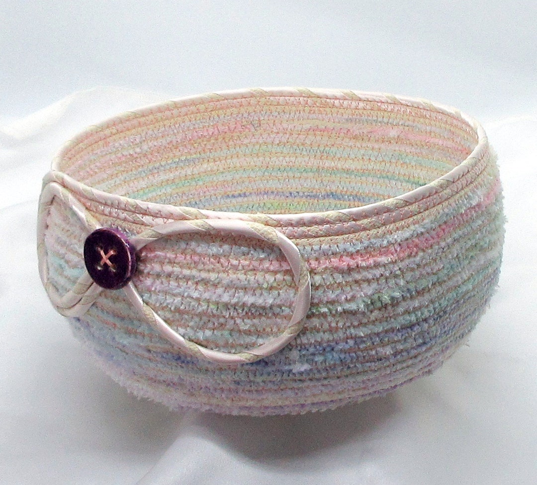 TEXTURED ROPE BOWL, Coiled Cotton Rope With Super Bulky Soft Fuzzy Yarn ...