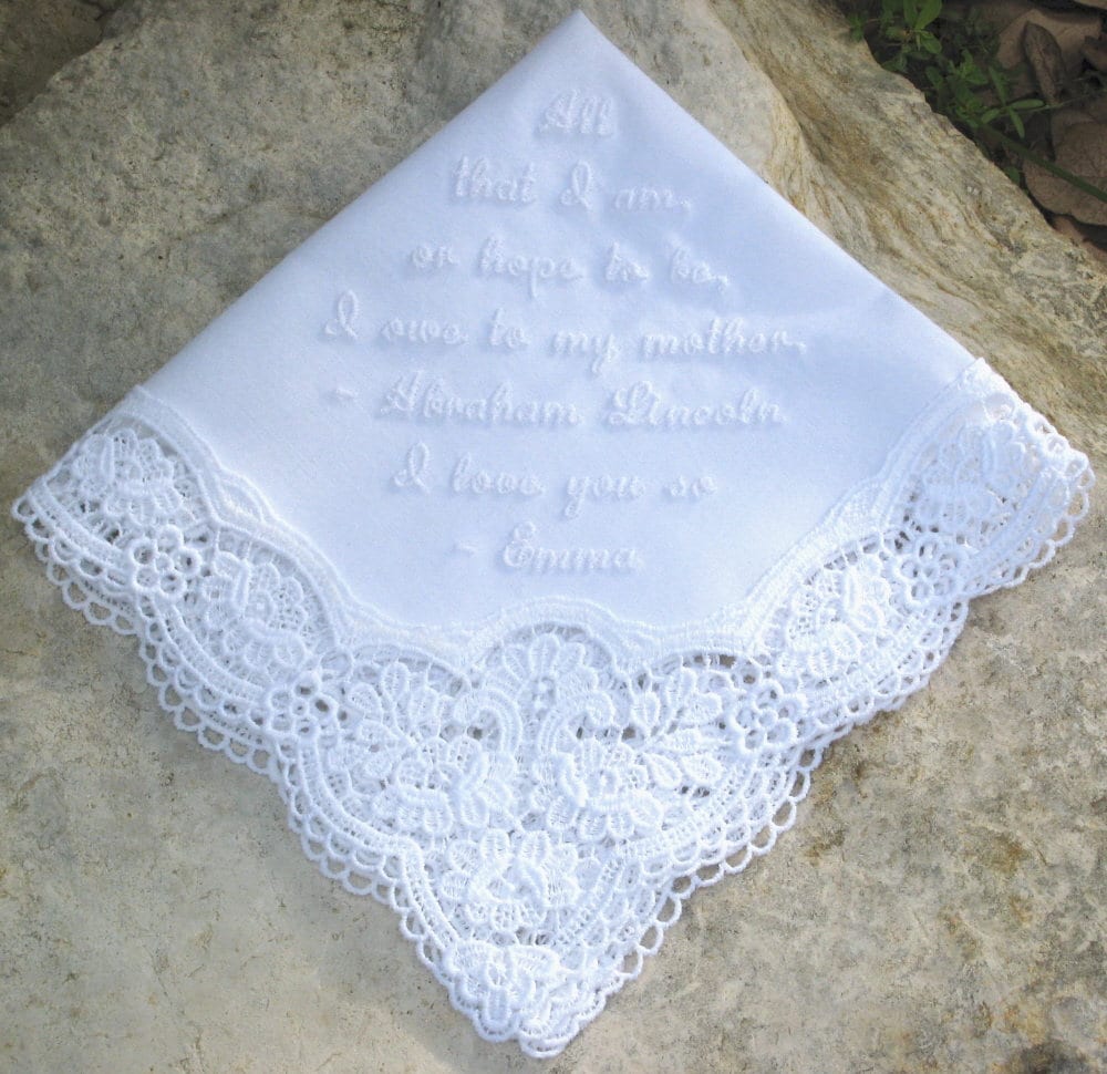 MESSAGE HANDKERCHIEF EMBROIDERED With up to 25 Words All | Etsy