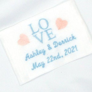 MEDIUM EMBROIDERY WEDDING Dress Label, 3x5”, Double Face Satin ...