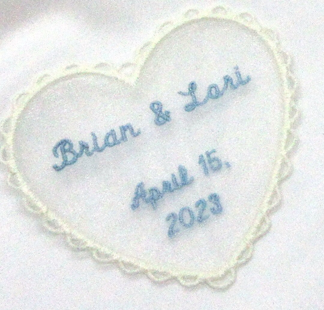 NETTING WEDDING Label Heart Shape Embroidered Choice of - Etsy