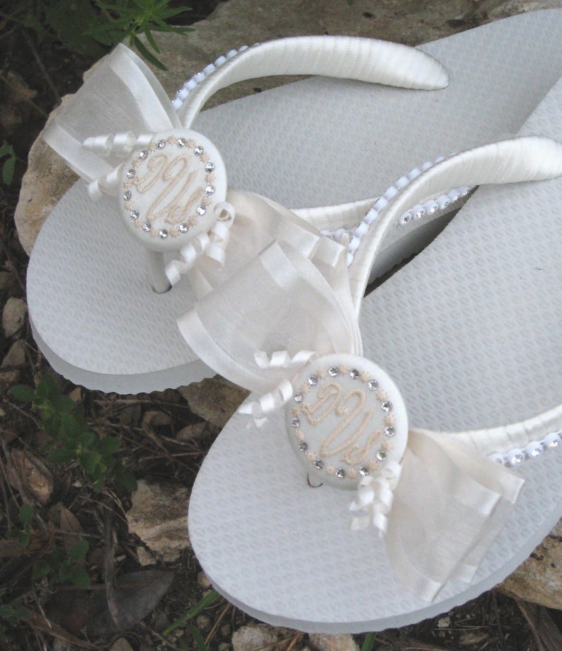 DIAMOND BRIDAL Flip Flops Beach Weddings Swarovski Crystal | Etsy