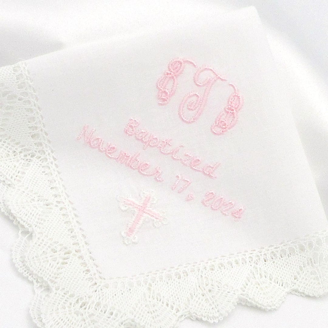 BAPTISM HANDKERCHIEF, Christening, Confirmation, Personalized ...