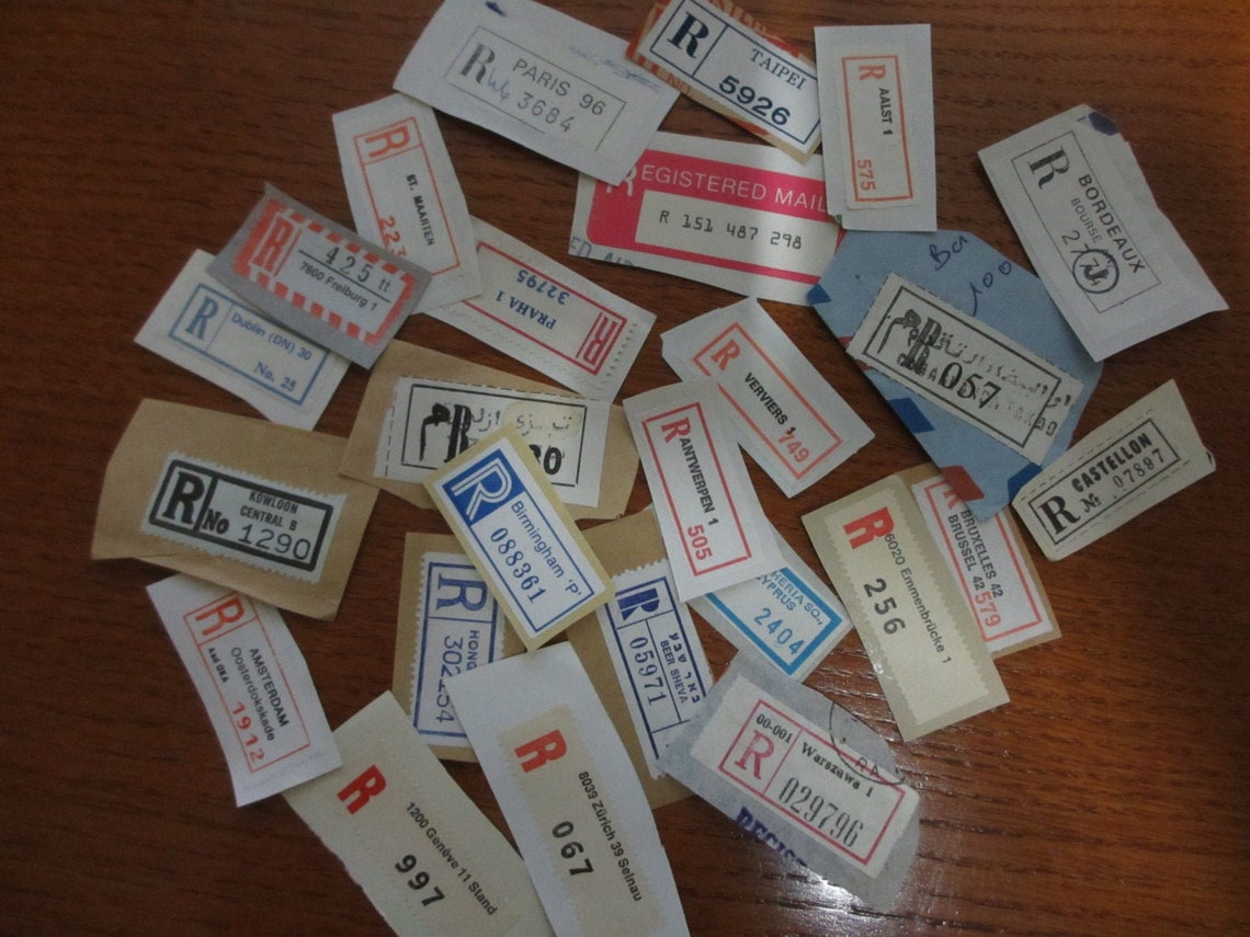 Vintage Postage Registration Labels Registered Mail - Etsy