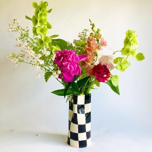 READY TO SHIP Ceramic Checkered Vase - Etsy