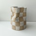 Ceramic Checkered Container / Ceramic Checker Wide Vase With Speckled ...