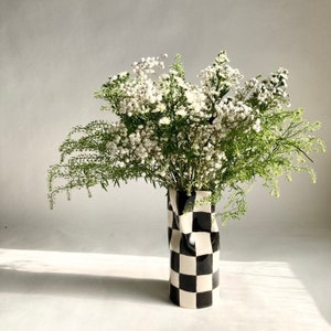 READY TO SHIP Ceramic Checkered Vase - Etsy