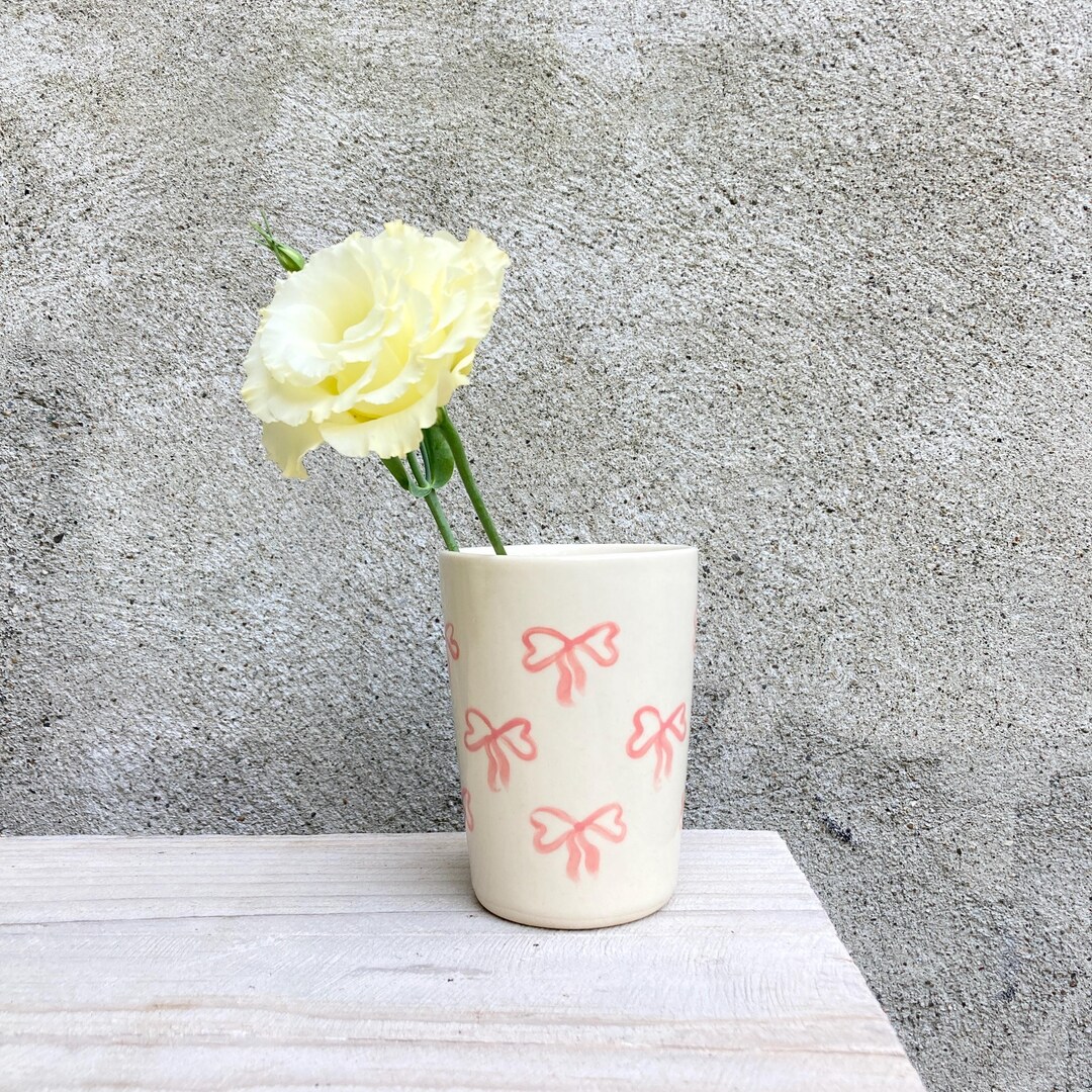 Ceramic Cup With Pink Bows All Over - Etsy