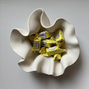 Ceramic Cream Color Wavy Bowl Statement Piece Ceramic Home Decor Small ...