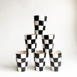 Checker Ceramic CUP - Etsy