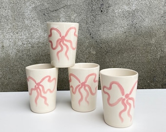 Handmade Ceramic Pink Bow Ribbon Cup. Coffee, Tea, Matcha Mug - Etsy