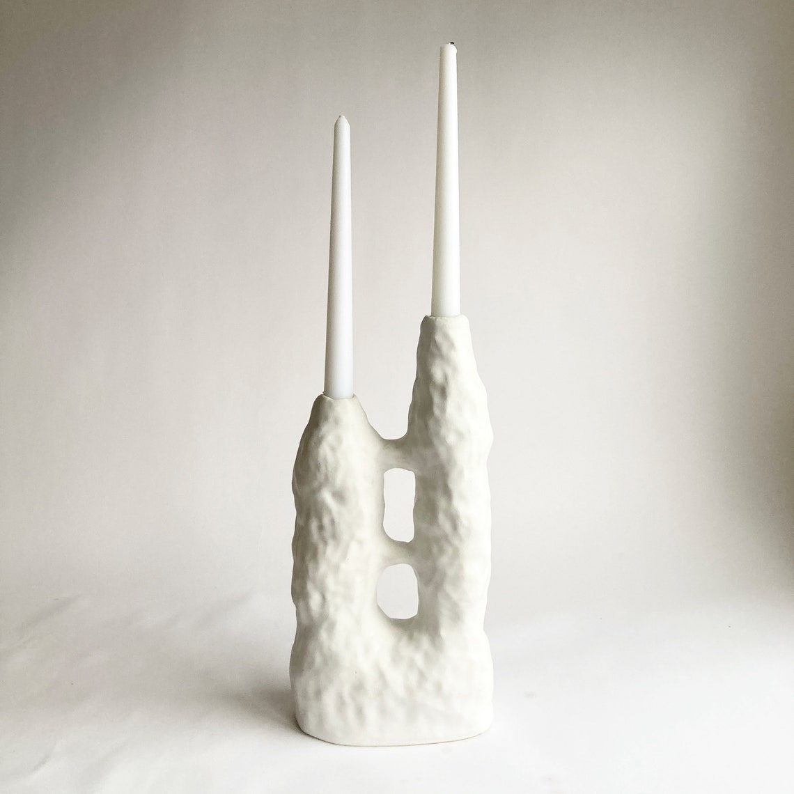 FAST SHIPPING Double Candle Holder Coil Built White Matte - Ready to ...