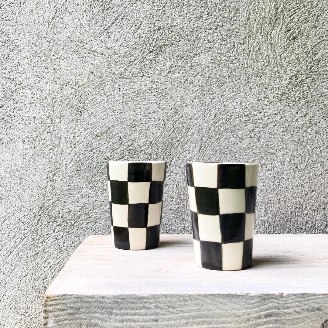 Checker Ceramic CUP - Etsy