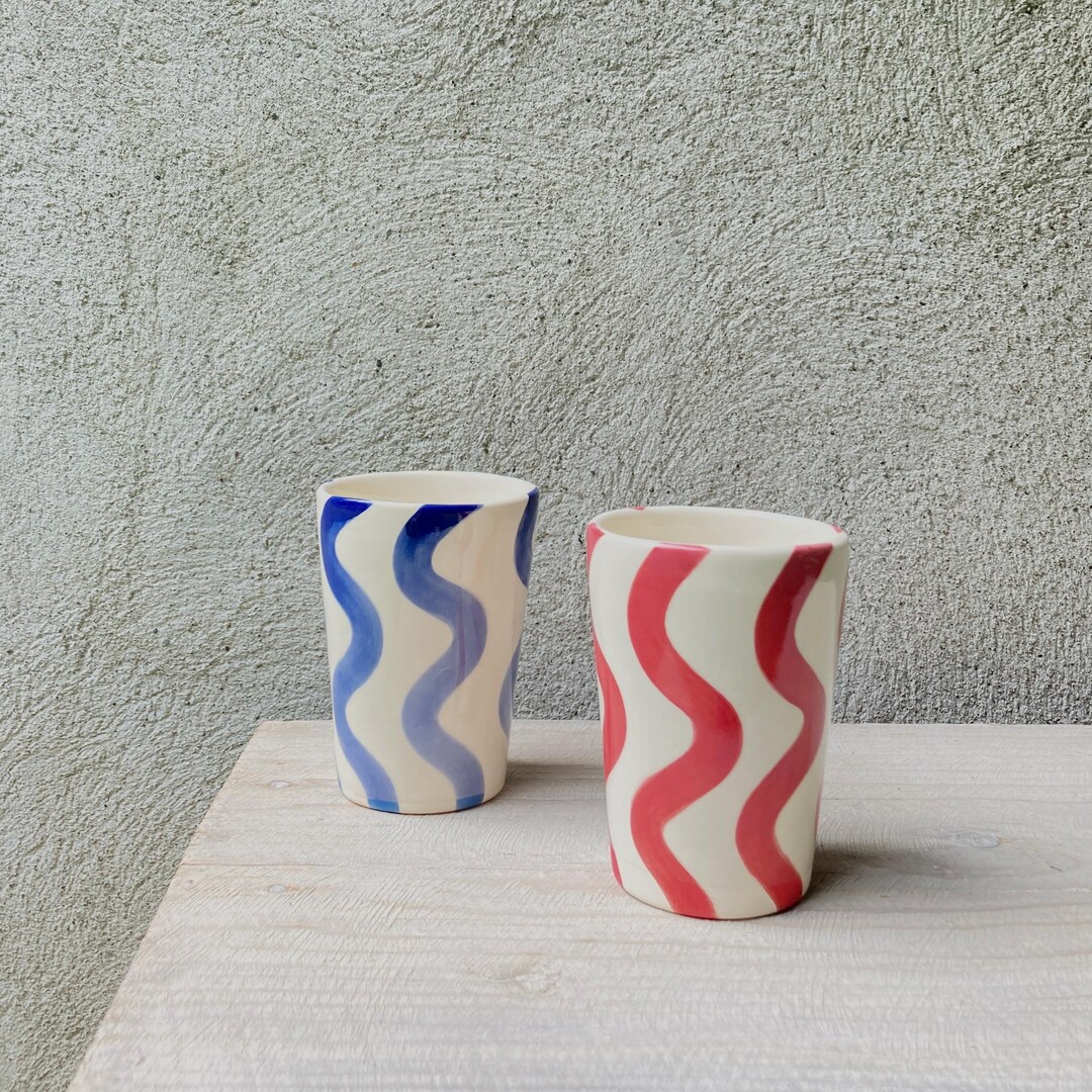 Squiggles Hand Painted Ceramic Cups - Etsy