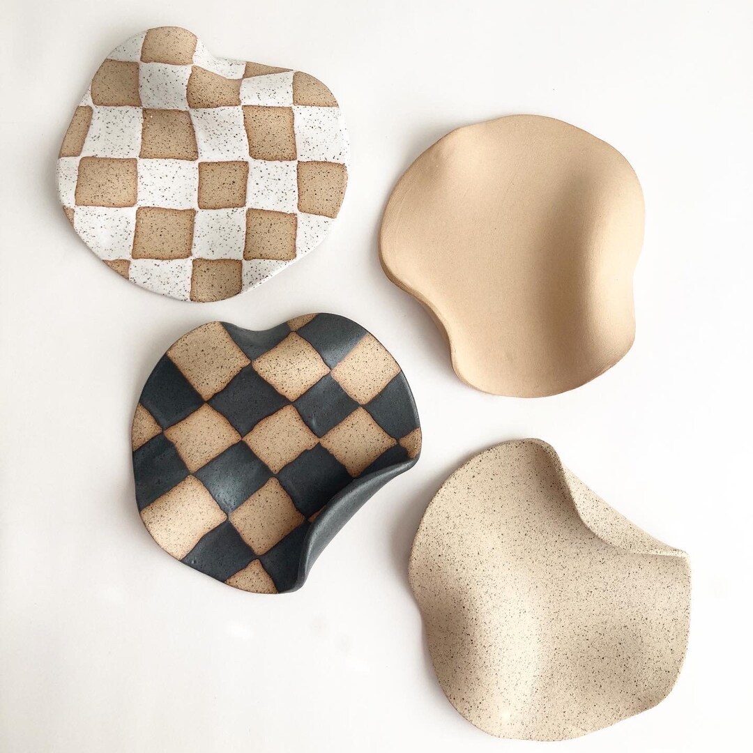 Wavy Checker Trinket Dish / Spoon Rest / Jewelry Tray - Etsy