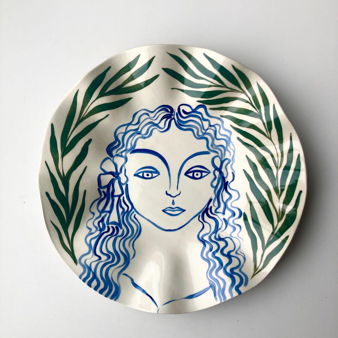 Face Ceramic Wavy Plates / Wall Plates / Serving Plates / Wall Ceramics ...