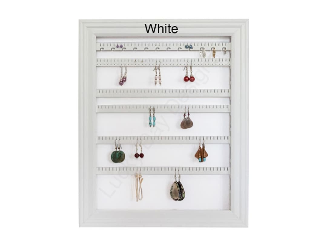 Earring Holder Framed Iorganize® Organizer - Movable Slats - Hoop Hooks ...
