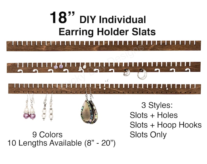 18" Earring Holder Slats Iorganize® DIY Organizer - 9 Colors - 3 Styles ...