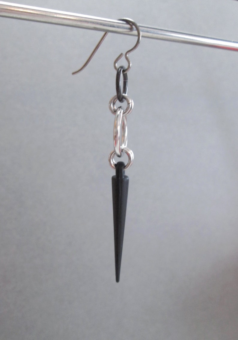 Black Spike Earrings Long Spike Earrings Hypoallergenic - Etsy
