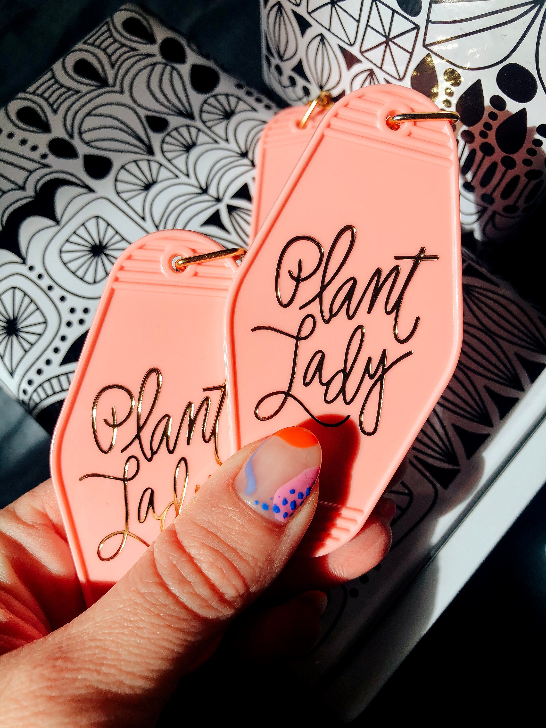 Plant Lady Keychain PINK Motel Keychain Vintage Style | Etsy