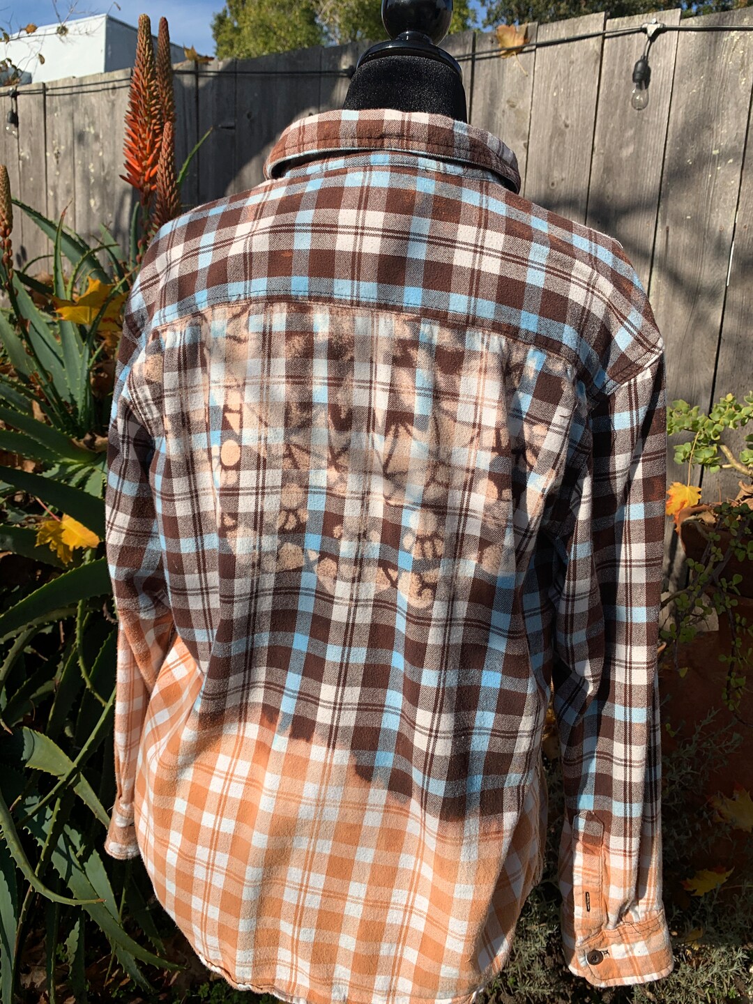 Upcycled Bleach-dyed Flannel mandala Desert Frost - Etsy