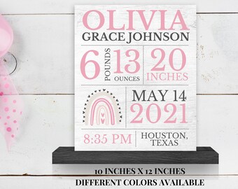 Home Décor Baby Birth Info Sign Home & Living etna.com.pe