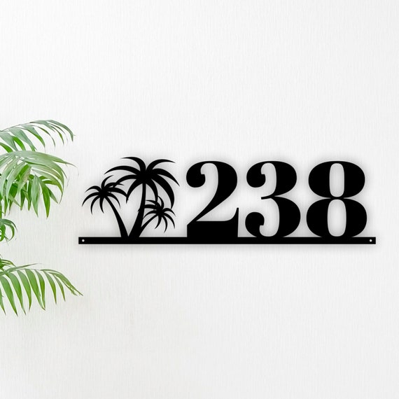 Palm Tree House Number Metal Sign Outdoor Sign House - Etsy