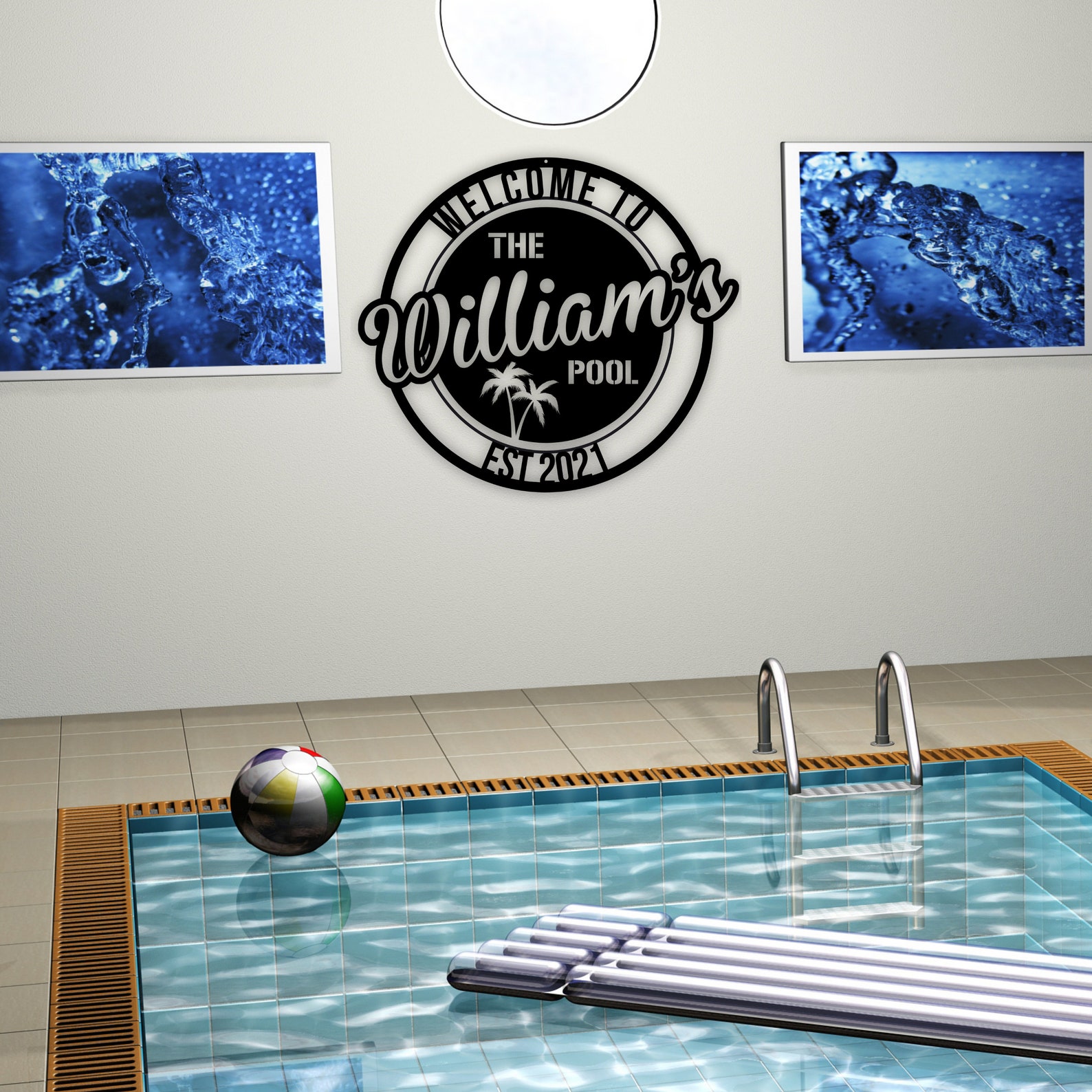 Personalized Family Pool Sign, Swimming Pool Metal Sign, Tiki Bar, Pool ...