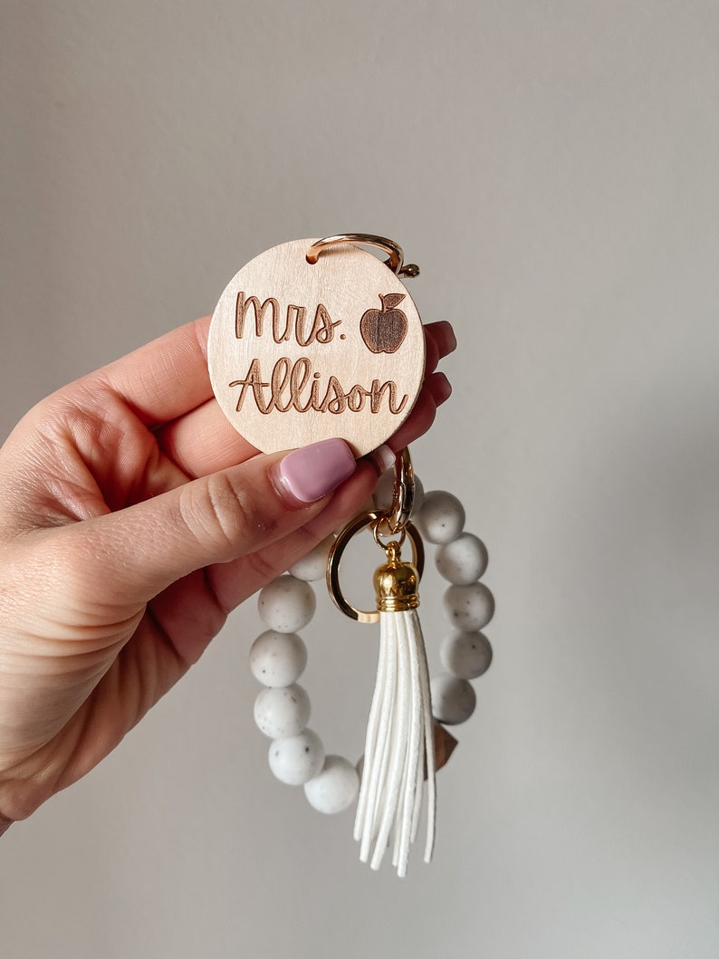 Personalized Silicone Beaded Wristlet Bangle Key Ring - Etsy