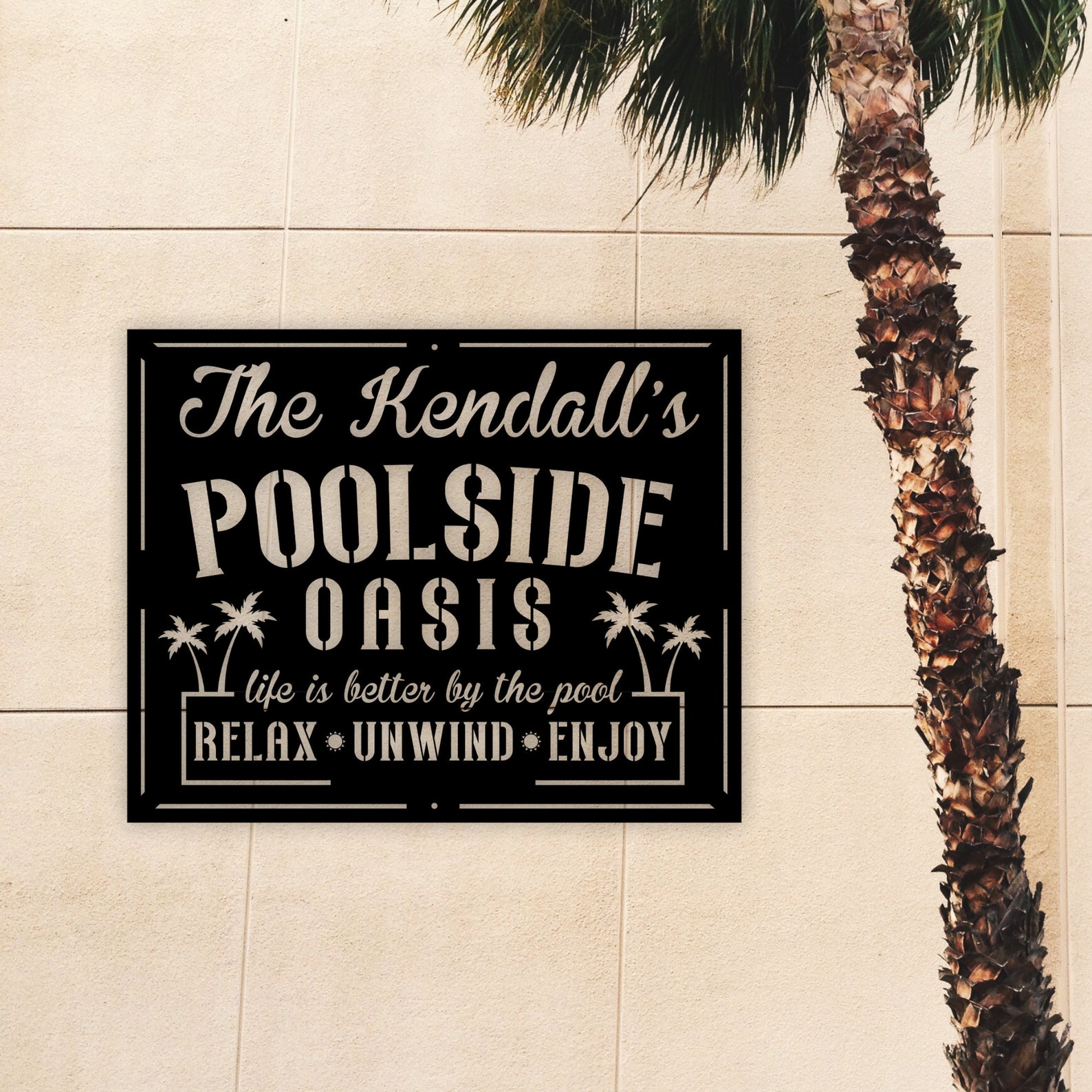 Personalized Family Pool Sign, Swimming Pool Metal Sign, Tiki Bar, Pool ...