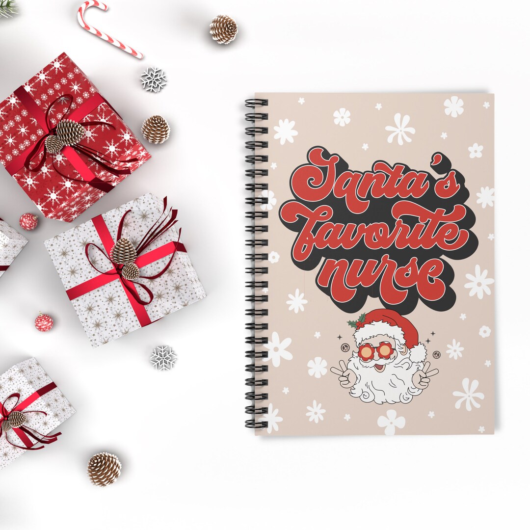 Custom Santa's Favorite, Santa's Favorite Nurse, Santa Notebook, Retro ...