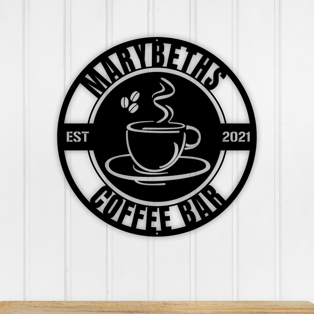 Personalized Coffee Bar Metal Sign, Coffee Bar Decor, Coffee Sign ...