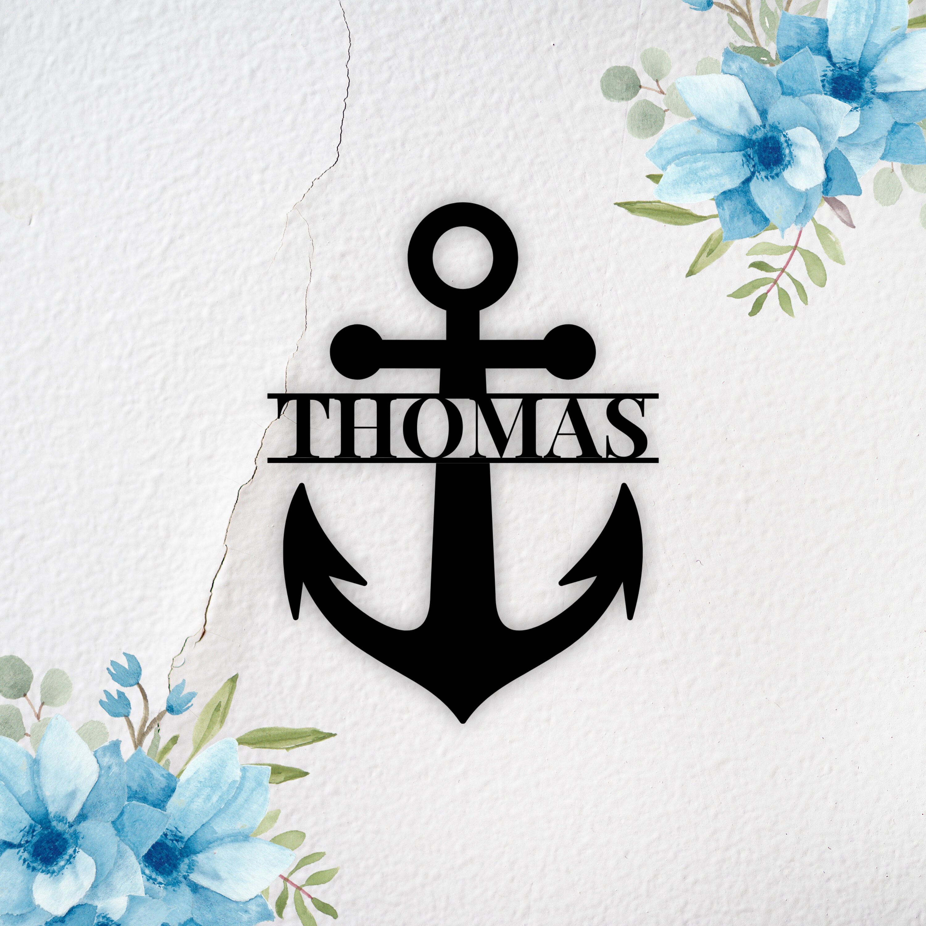 Metal Name Anchor Sign, Nautical Decor, Anchor Door Hanger, US Navy ...