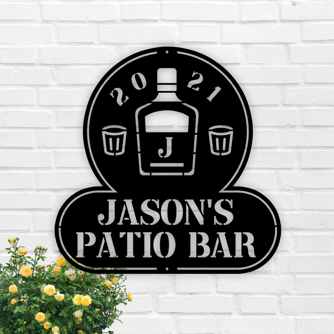 Personalized Bar Metal Sign, Custom Sign for Patio, Patio Bar Sign ...