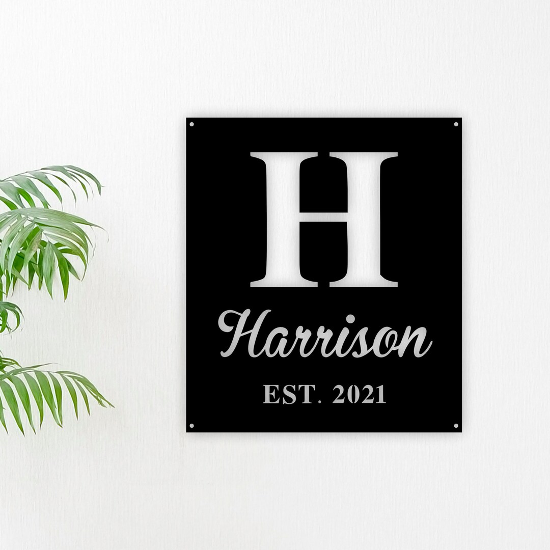 Personalized Family Name Sign With Established Date, Metal Last Name ...