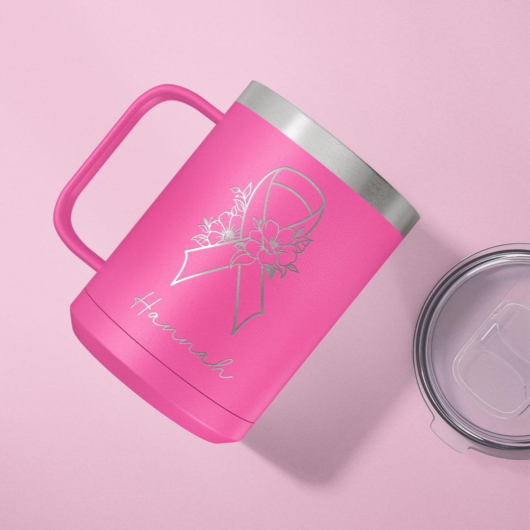 Personalized Floral Breast Cancer Coffee Mug, Breast Cancer Gifts ...