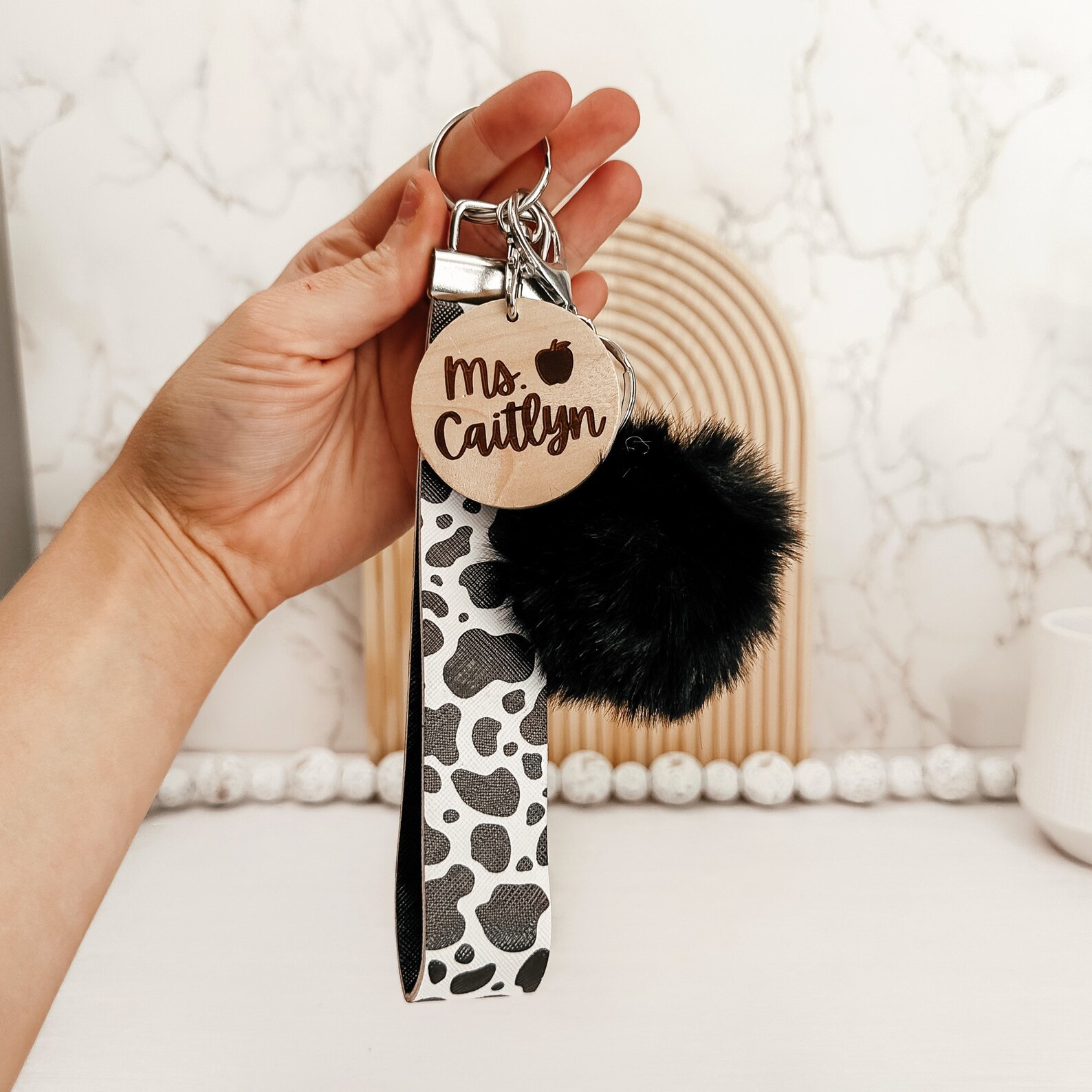 Personalized Silicone Beaded Wristlet, Bangle Key Ring, Teacher ...